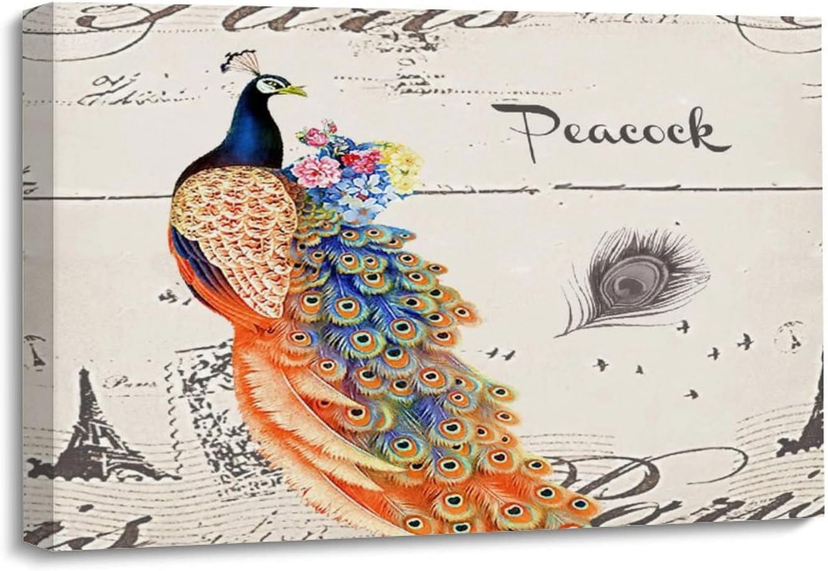 ASPORIC Wall Prints Crowned Peacock Canvas Print Wall Art Peacock ...