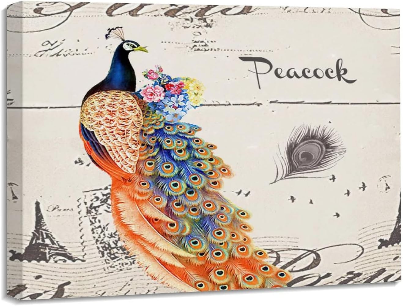 ASPORIC Wall Prints Crowned Peacock Canvas Print Wall Art Peacock ...