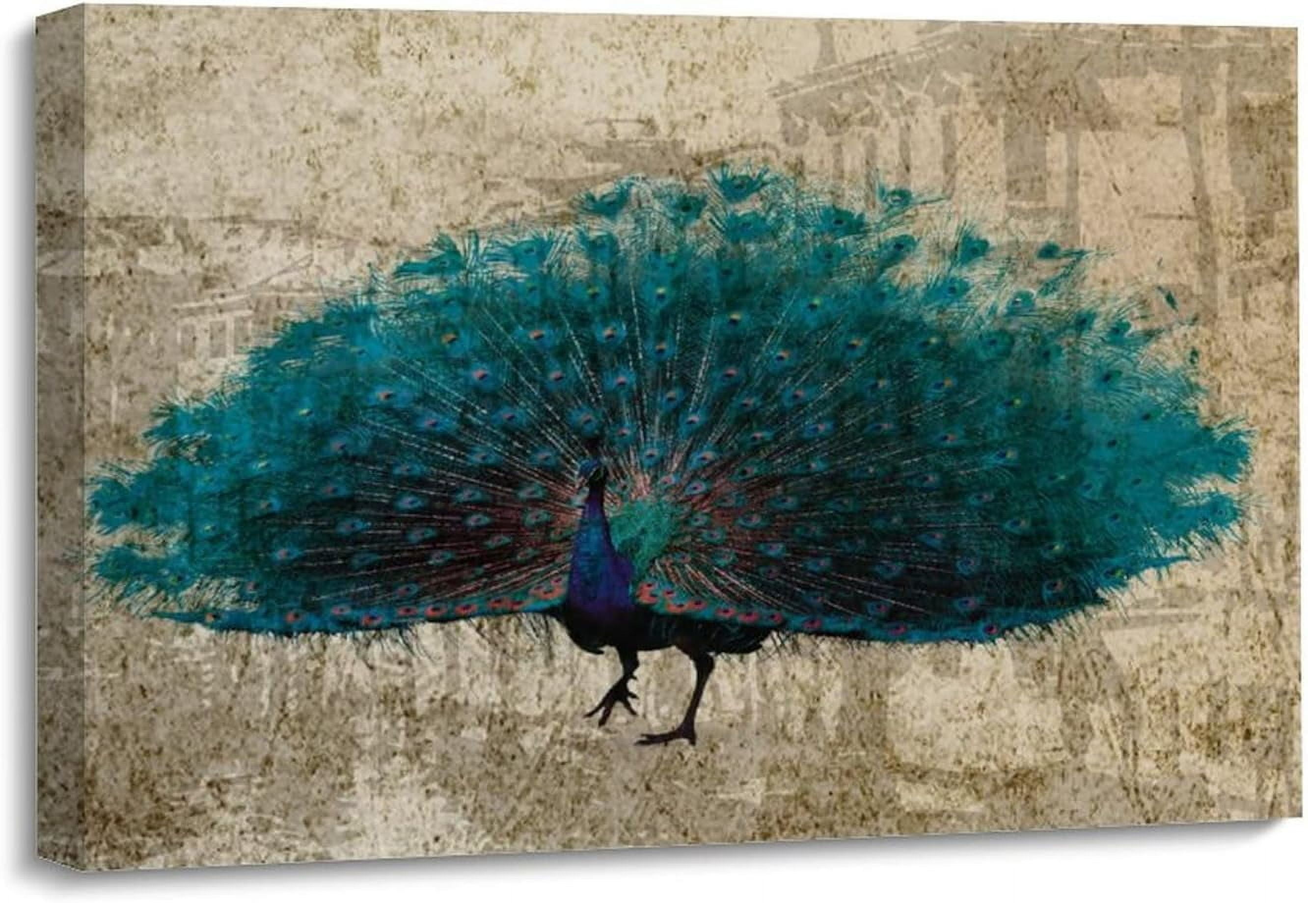 ASPORIC Wall Prints Nostalgic Peacock Canvas Print Wall Art Peacock ...