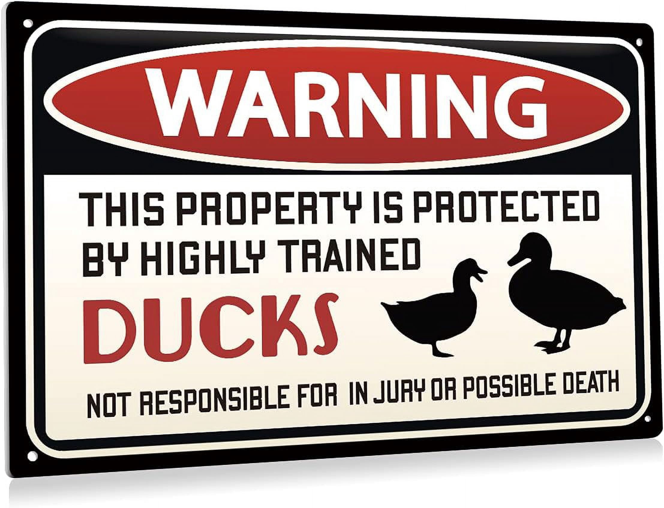 ASPORIC Warning Sign Warning Ducks Metal Tin Sign Wall Decor Sign for ...