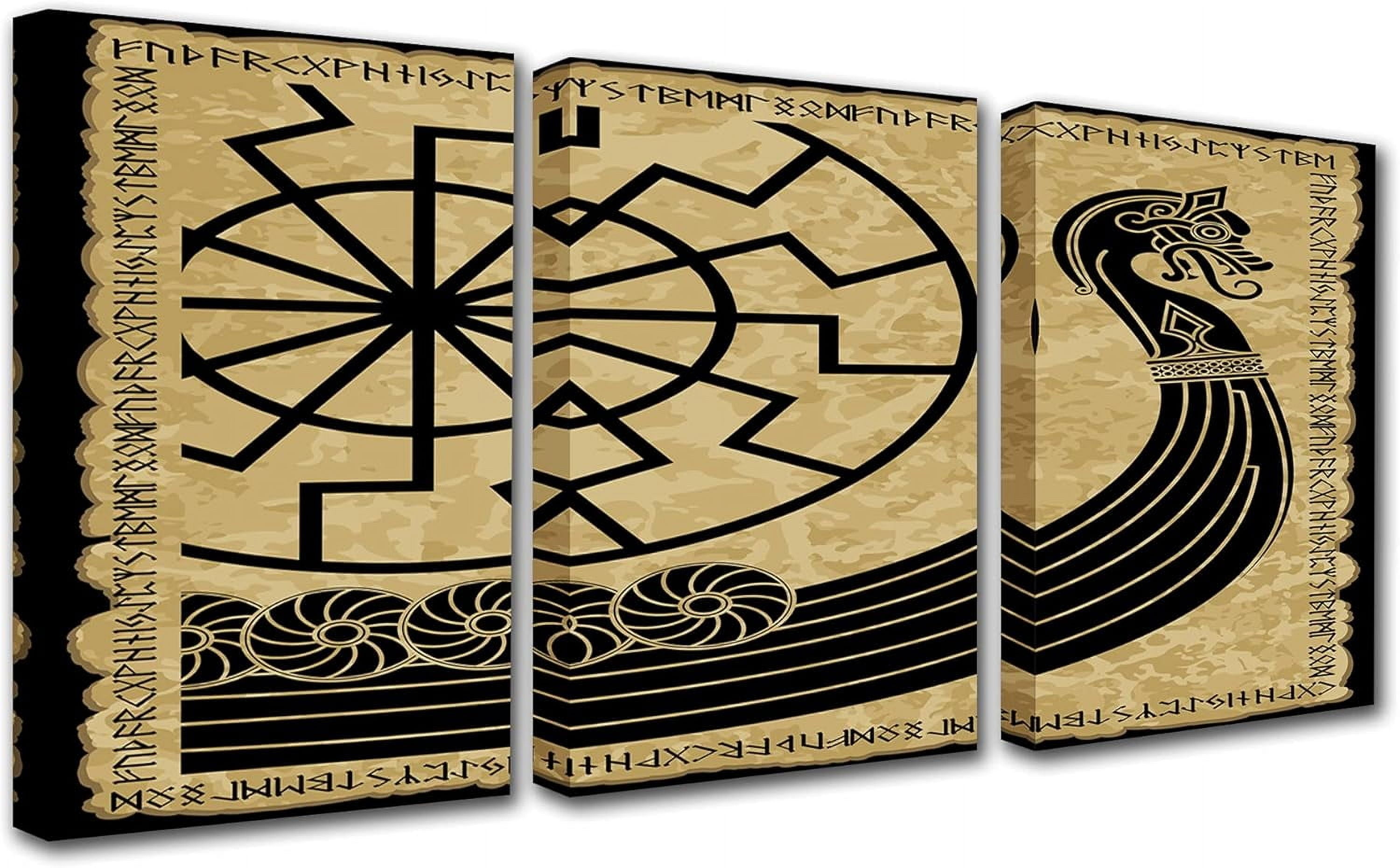 ASPORIC Warship of The Vikings Canvas Wall Art 3 Panels,Vector ...