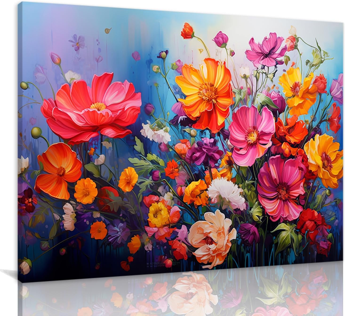 ASPORIC Watercolor Flower Canvas Painting Modern Abstract Wall Art ...