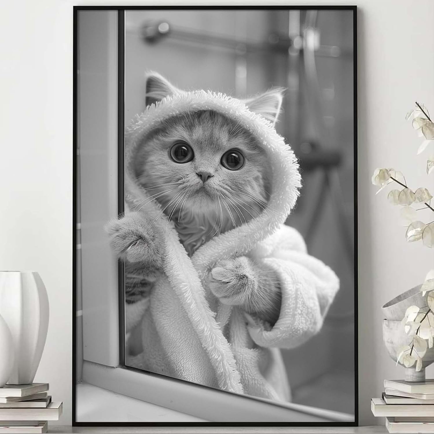 ASPORIC Watercolor Landscape Wall Art Black Ink Watercolor Mountain ...