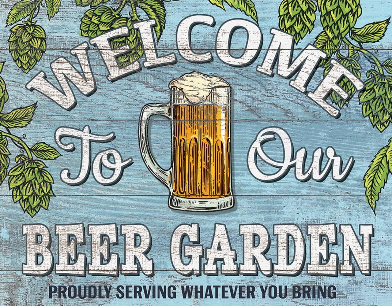 ASPORIC Welcome To Our Beer Garden Tin Sign - Nostalgic Vintage Metal ...