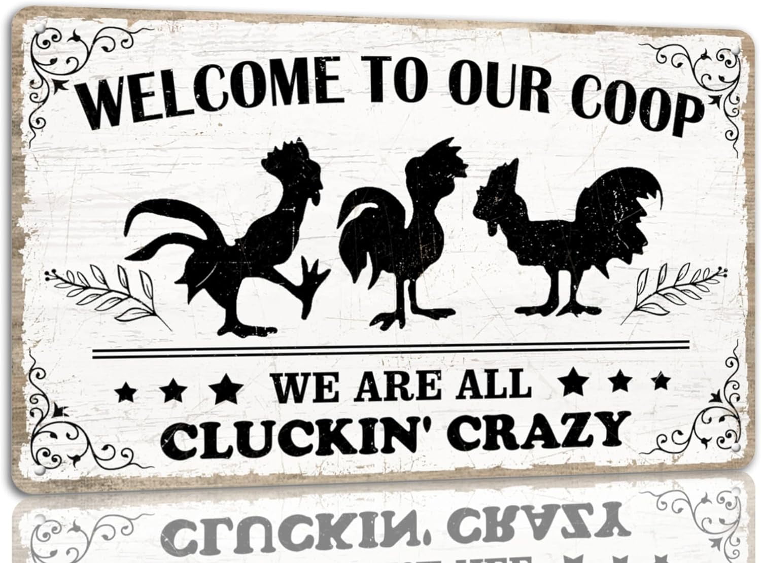 ASPORIC Welcome To Our Coop We Are All Cluckin Crazy Tin Sign Funny ...