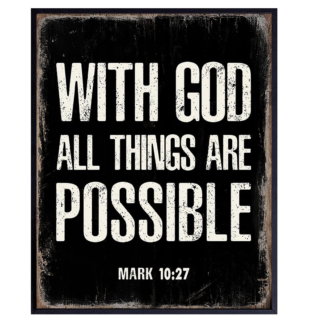 ASPORIC With God All Things Are Possible - Religious Wall Decor - Bible ...