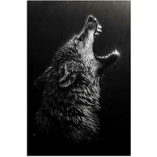 ASPORIC Wolf Retro Wall Decor Wolves Poster Black and White Abstract ...