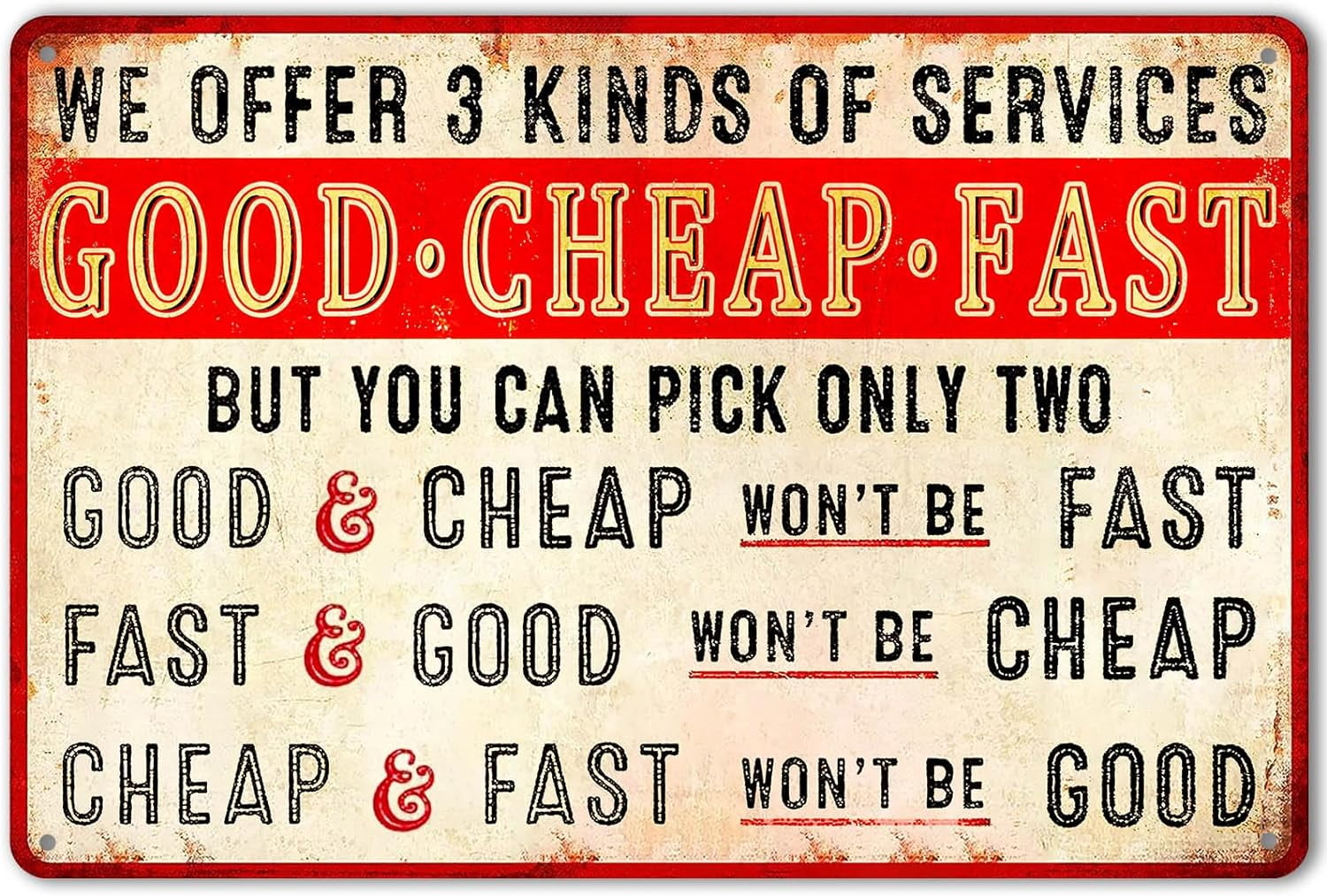 ASPORIC Work Shop Metal Sign Funny Garage Tin Signs Tire Shop Sign Good ...