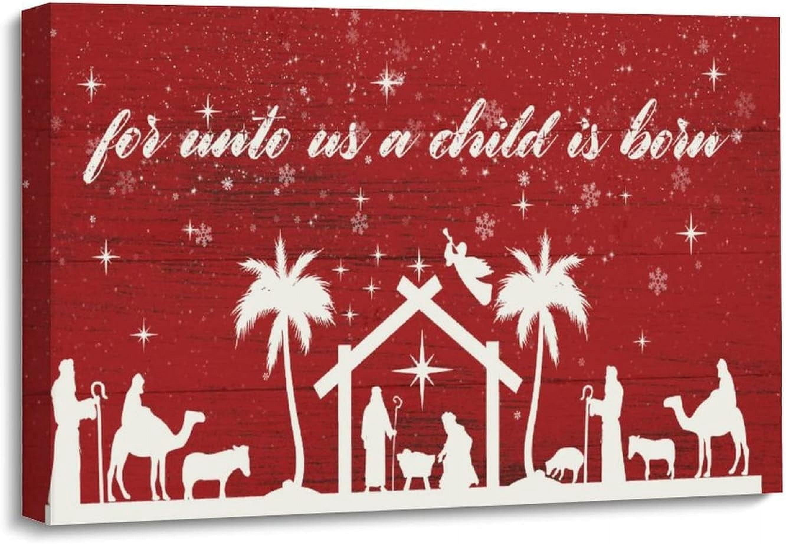 ASPORIC for Unto Us A Child Is Born Canvas Wall Art Decor Christmas ...