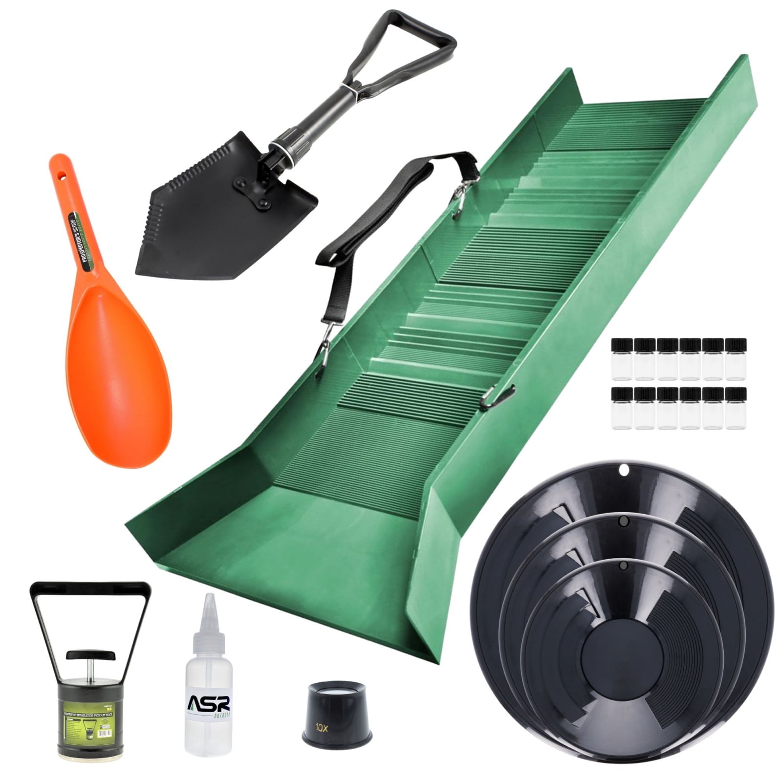 ASR Outdoor 21pc Lightweight Sluice Box and Gold Prospecting Tools Kit ...