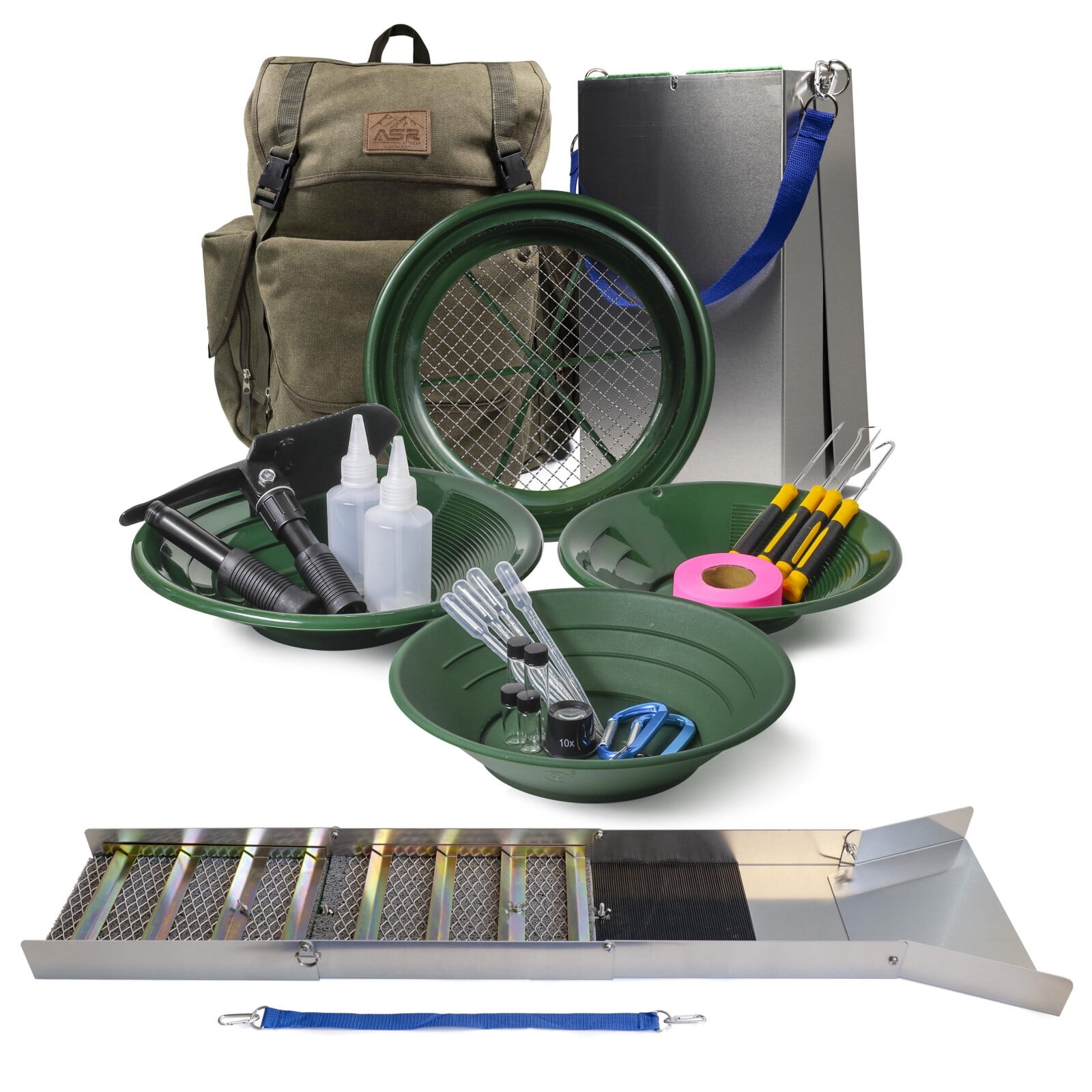 ASR Outdoor 24pc Complete 50" Folding Sluice Box Backpack Gold Panning ...