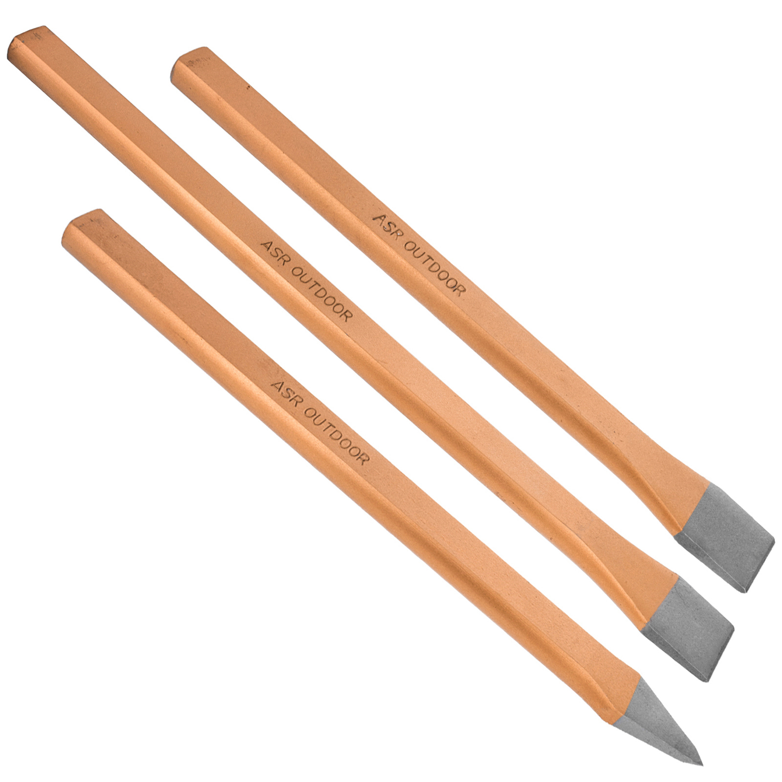 ASR Outdoor 3pc Heavy Duty Cold Steel Chisel Set Geology Tools Rock ...
