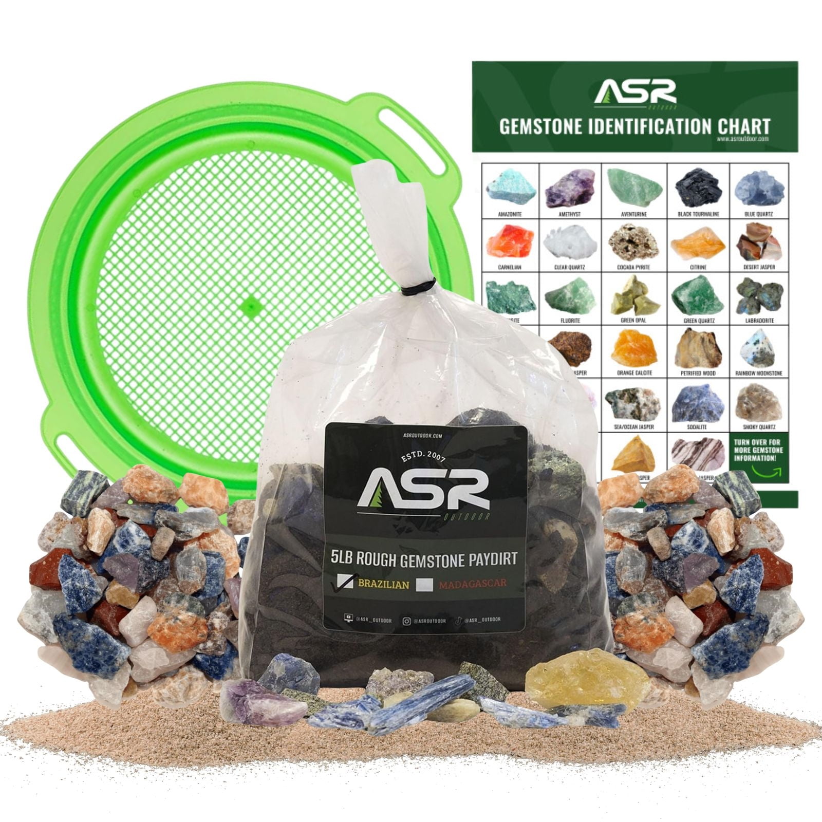 ASR Outdoor 5lb Gemstone Mining Kit Geology Paydirt Classifier and ID ...