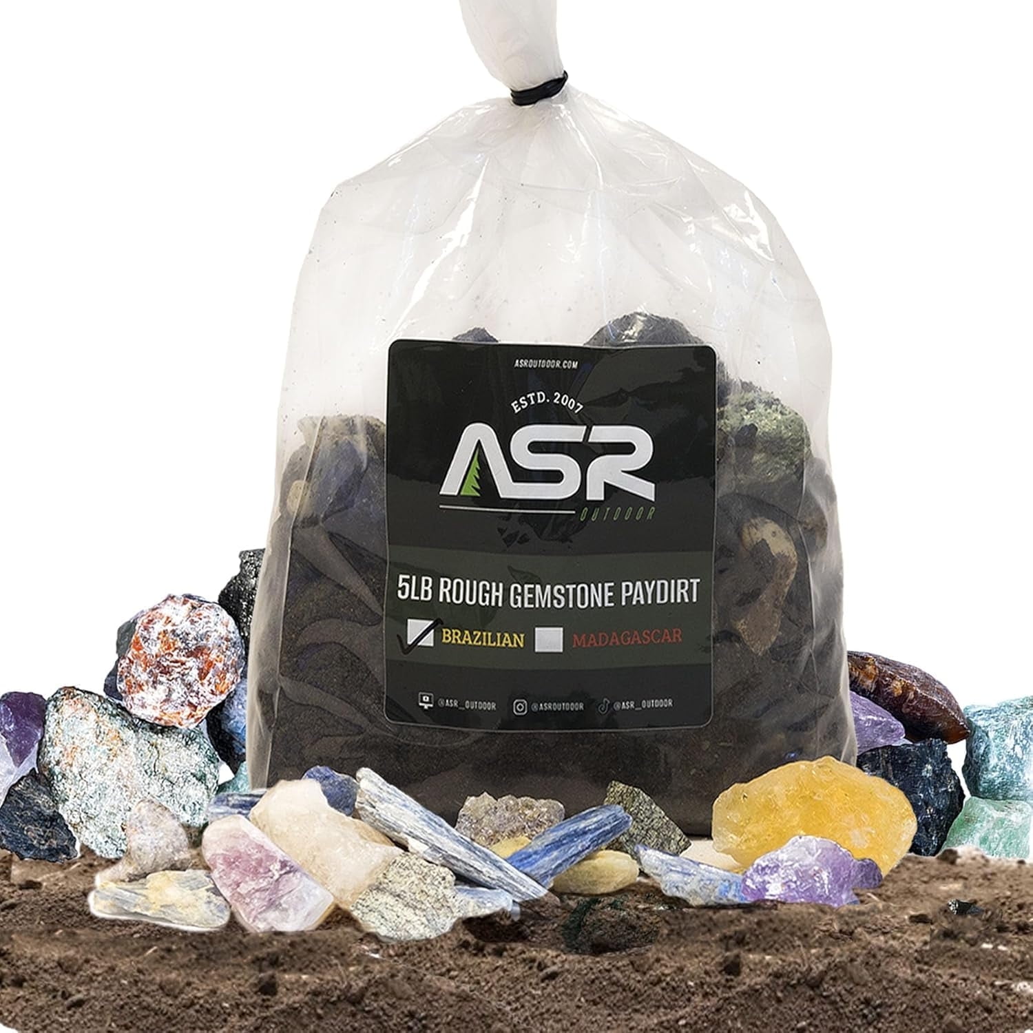 ASR Outdoor 5lb Rough Brazilian Genuine Gemstone Paydirt Bag Geology ...