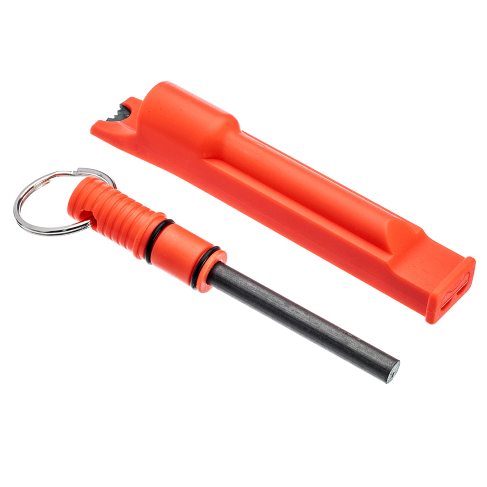 ASR Outdoor Orange 3 in 1 Flint Rod Striker Fire Starter Whistle ...