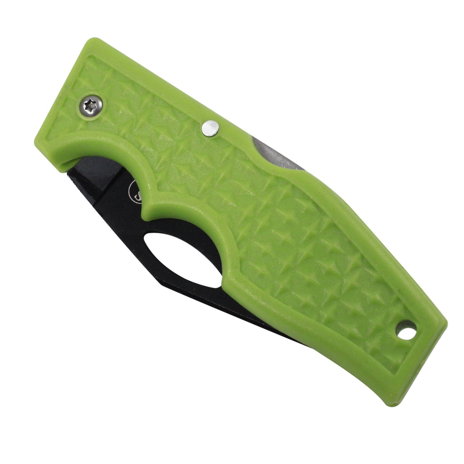 ASR Outdoor Pocket Knife Small Utility Green Diamond Plate Pattern ...