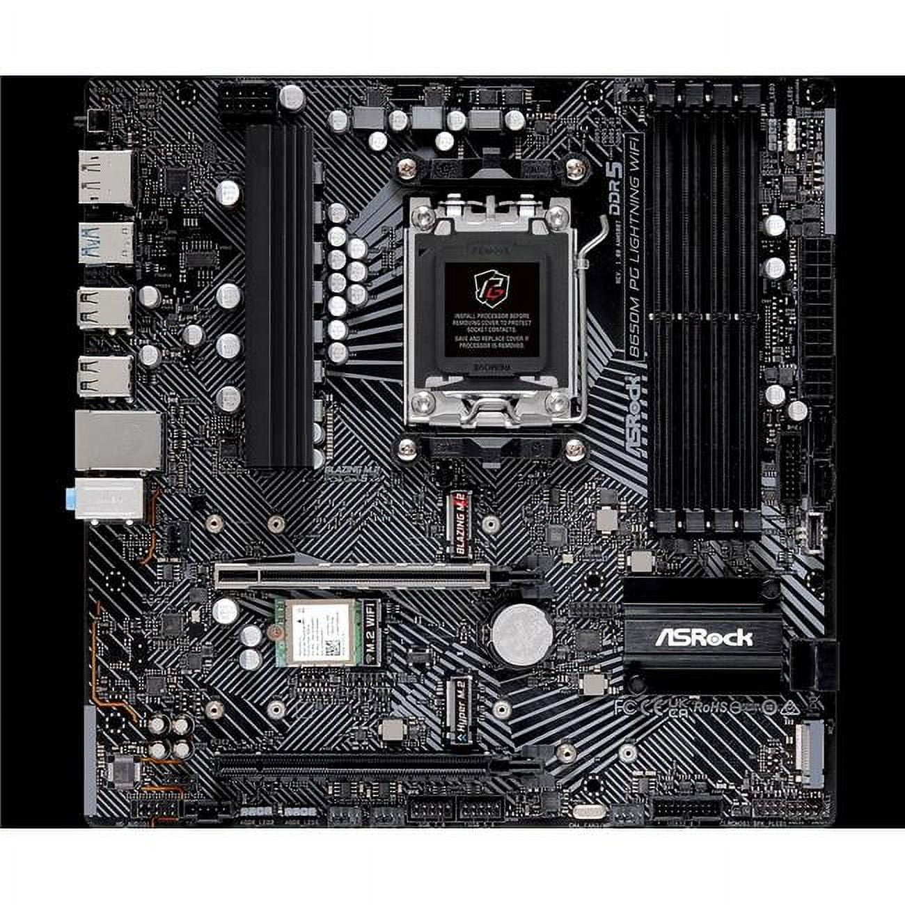 ASRock B650M PG LIGHTNING WIFI 192 GB B650 AMD AM5 Max DDR5 PCIe Micro ...