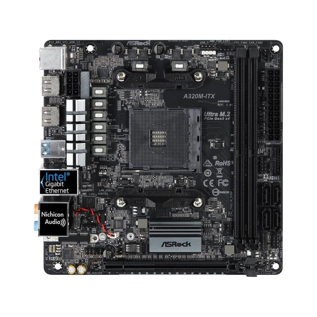 ASRock A320M-ITX AM4 AMD Promontory A320 SATA 6Gb/s USB 3.1 HDMI Mini ...