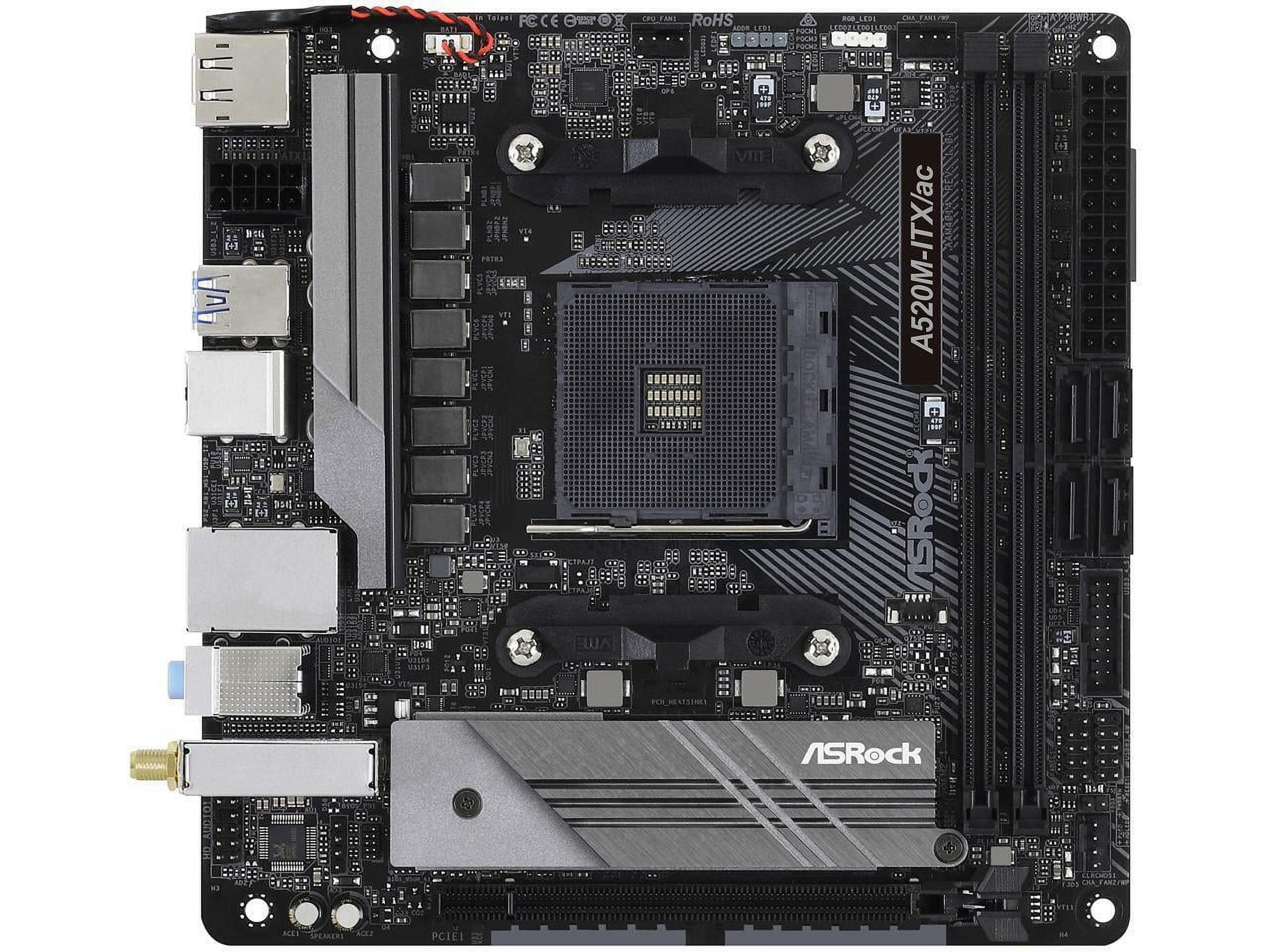 ASRock A520M-ITX/ac Desktop Motherboard - AMD A520 Chipset - Socket AM4 ...