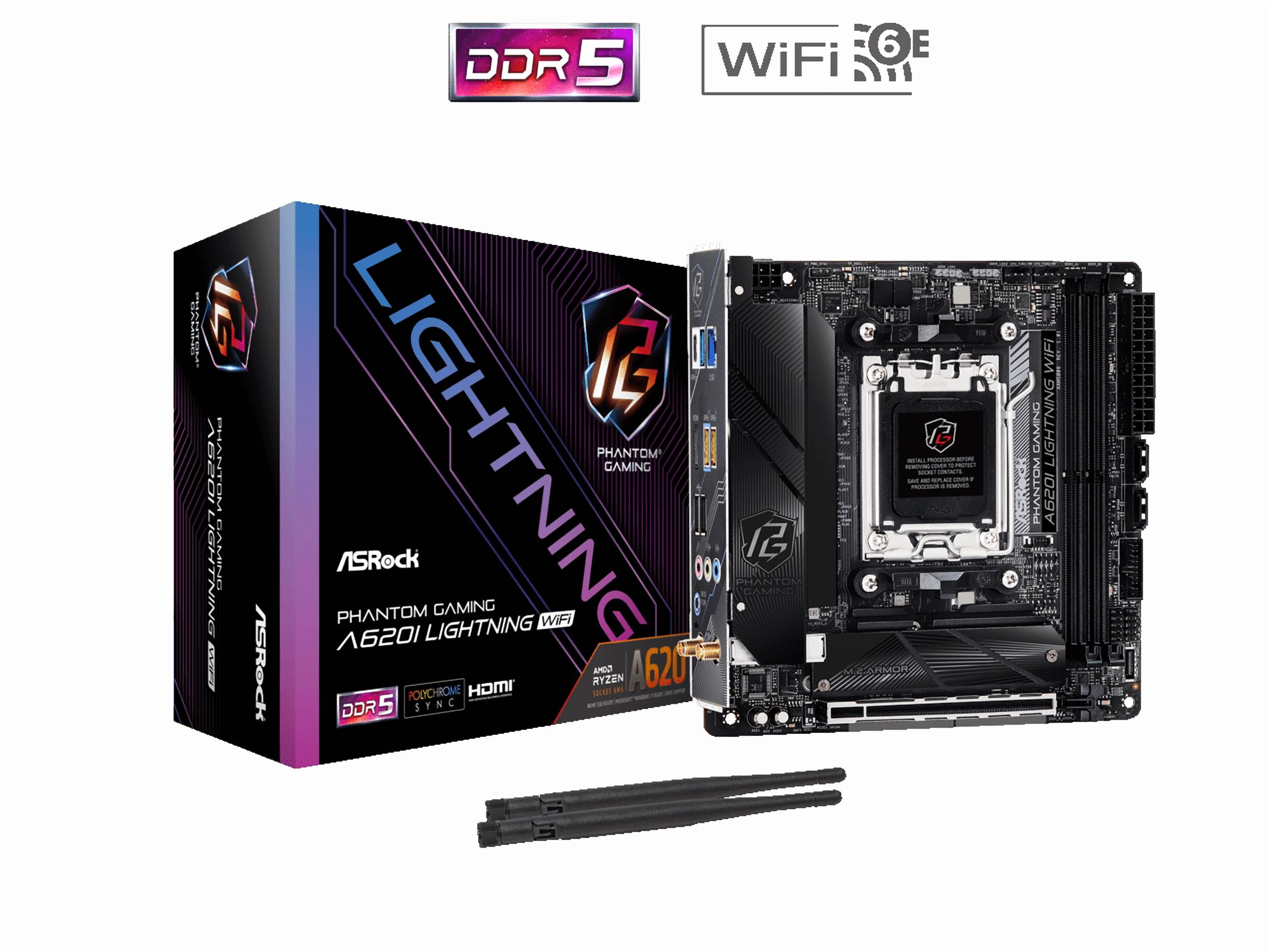 ASRock AM5 Ryzen7000 A620I LIGHTNING WIFI Motherboard, Mini-ITX, DDR5 ...
