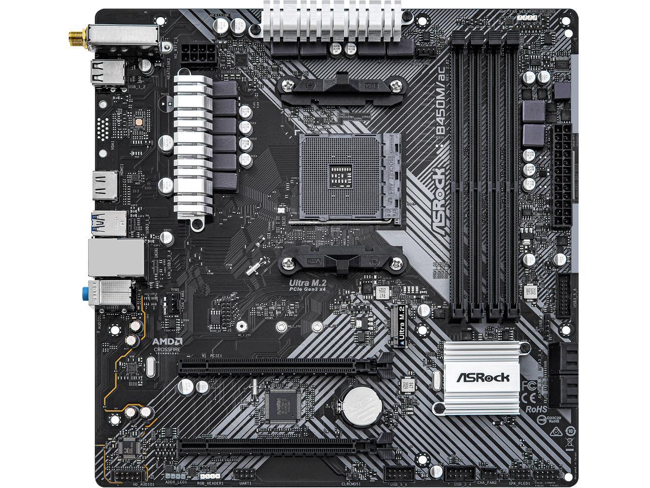 ASRock B450 Steel Legend AM4 AMD Promontory B450 SATA 6Gb/s USB 3.1 ...