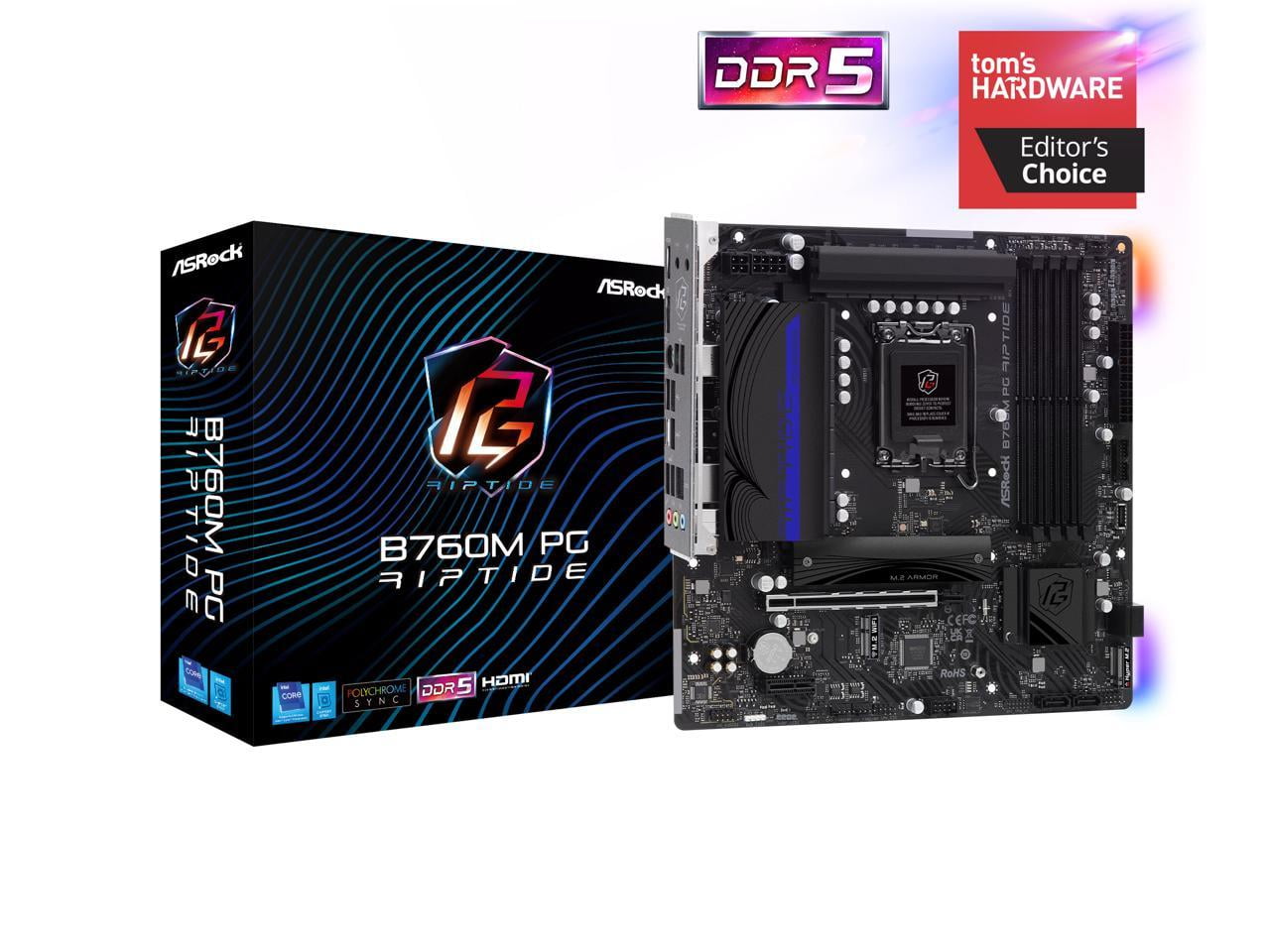ASRock B760M PG Riptide LGA 1700 DDR5 Micro ATX Motherboard for 13th ...