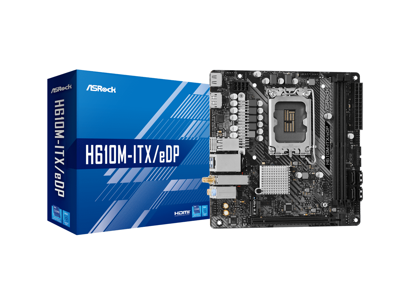 ASRock H610M-ITX/eDP LGA 1700 Intel H610 SATA3 6Gb/s DDR4 Mini-ITX ...