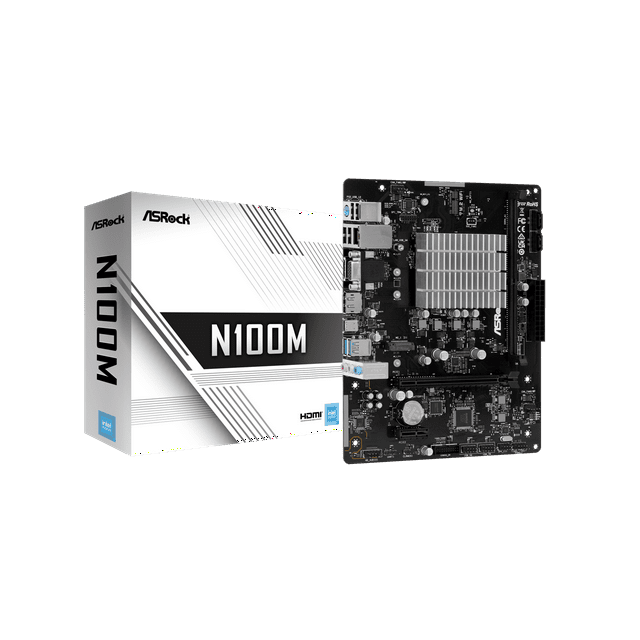 ASRock N100M Micro ATX (280) Motherboards - Intel, 1 DDR4 DIMM, 2 SATA3 ...