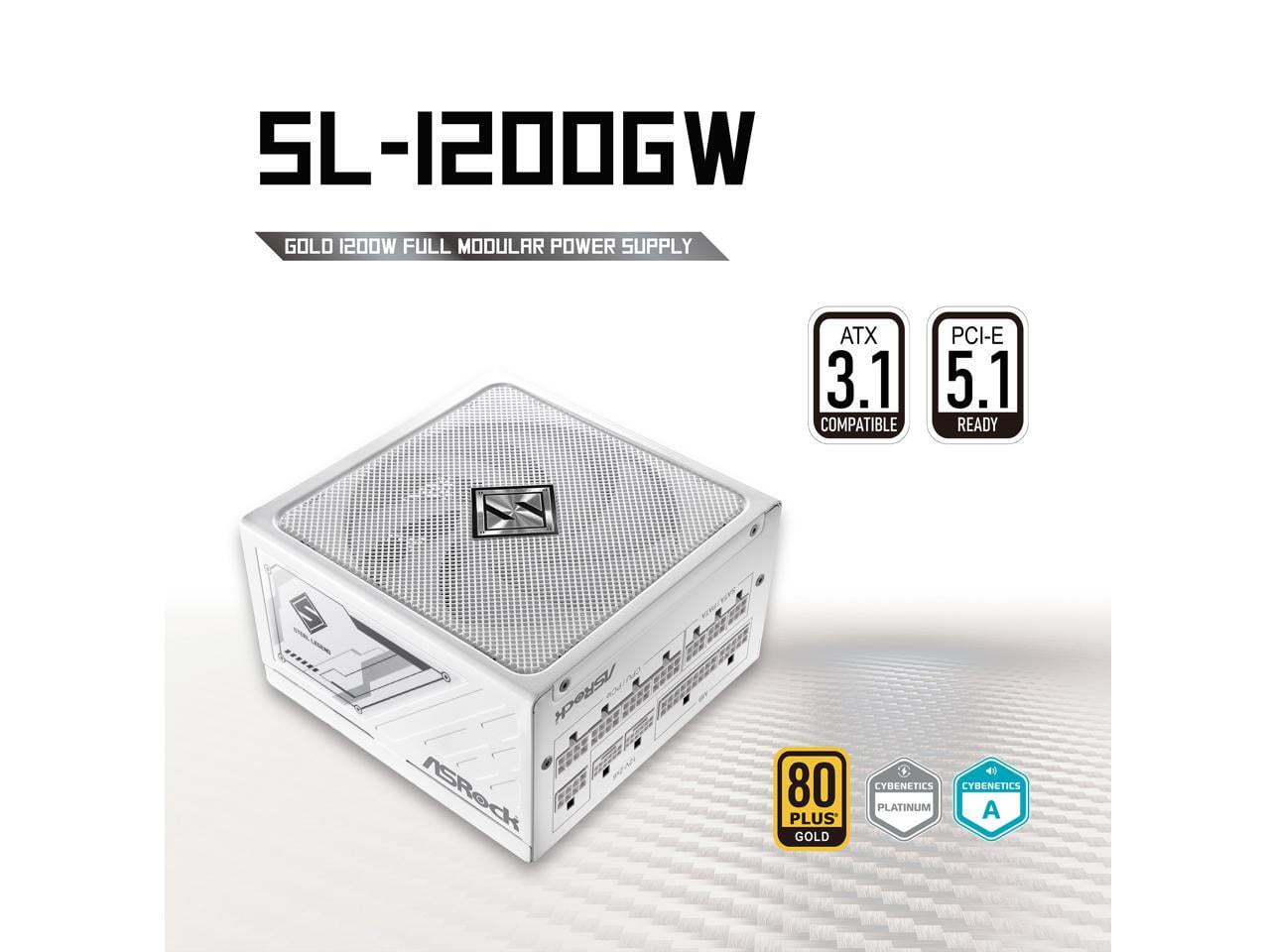 ASRock Steel Legend SL-1200GW 1200W 80 PLUS GOLD & Cybenetics PLATINUM ...