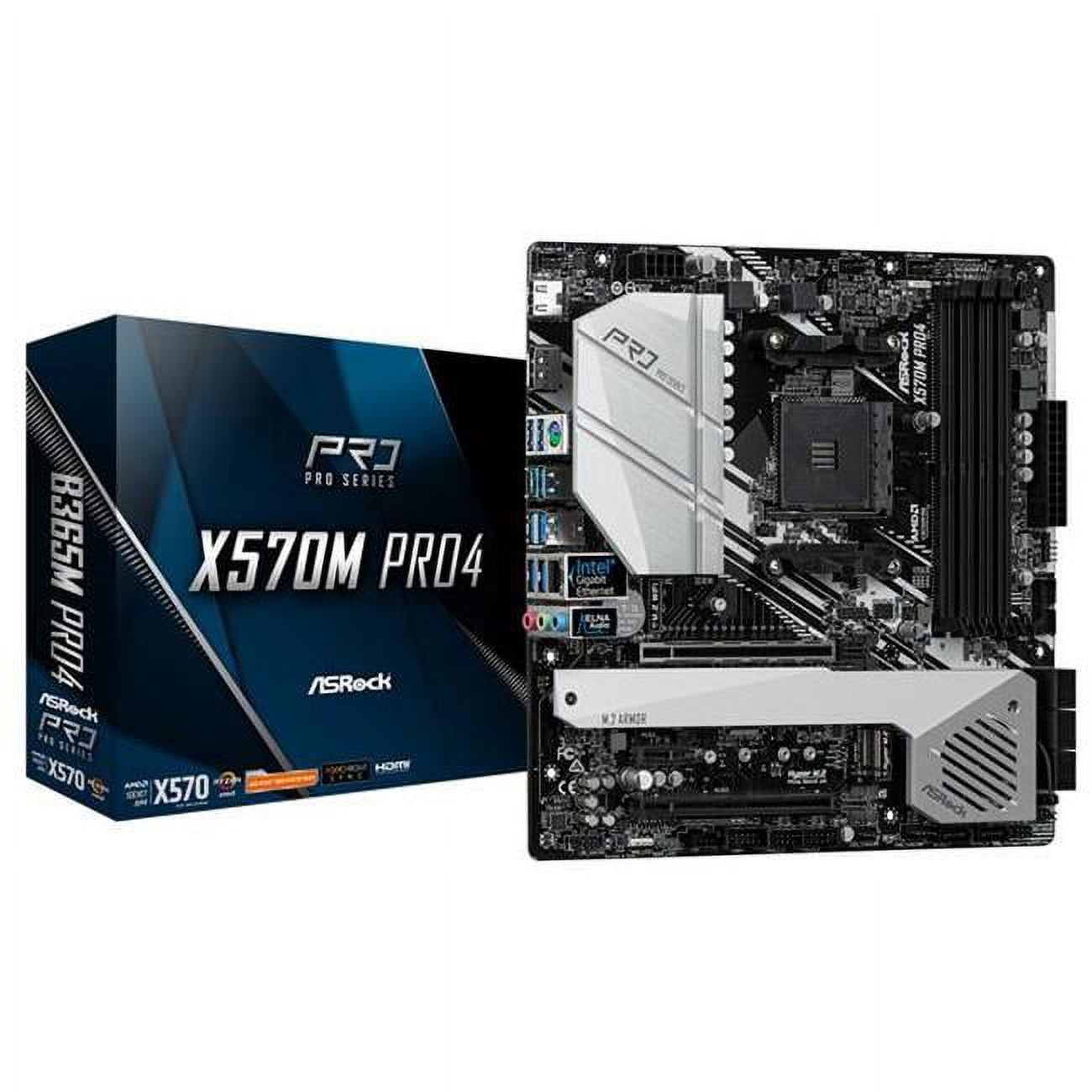 ASRock X570M PRO4 Socket AM4 AMD X570 Quad CrossFireX DDR4 PCIE 4.0 SATA3 & USB3.2 M.2 A & GBe ...