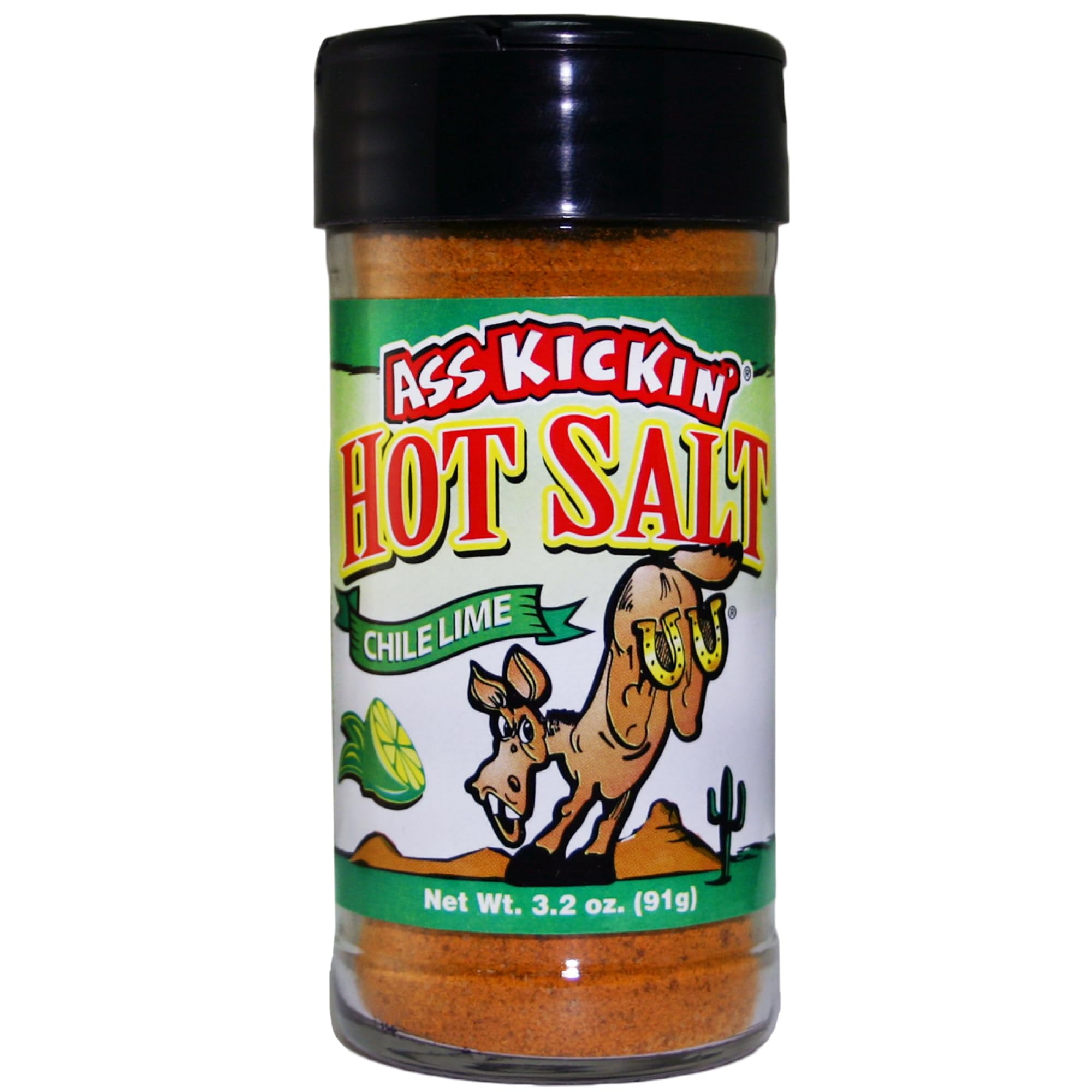 ASS KICKIN' Hot & TGF4 Chile Lime Salt - 3.2oz. Shaker Jar - Perfect ...