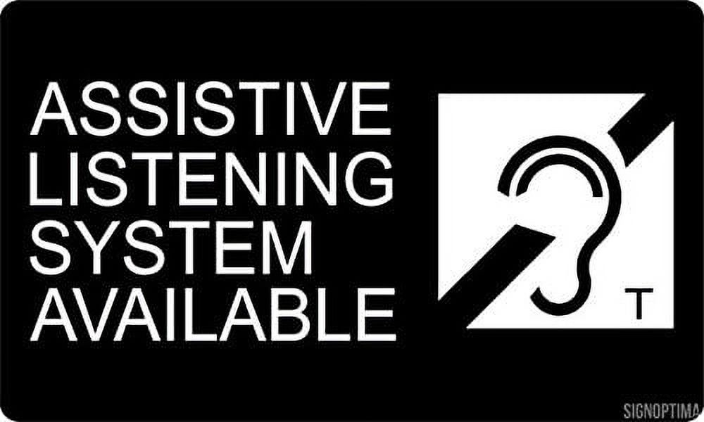 "ASSISTIVE Listening System Available" Acrylic Sign 6"x10" (Black ...