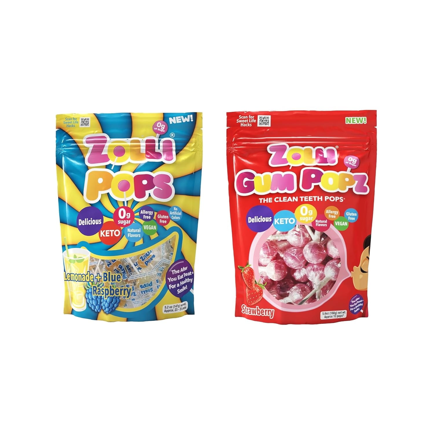 Zollipops Collab Strawberry Gum Ball Popz & Lemonade Blue Raspberry ...