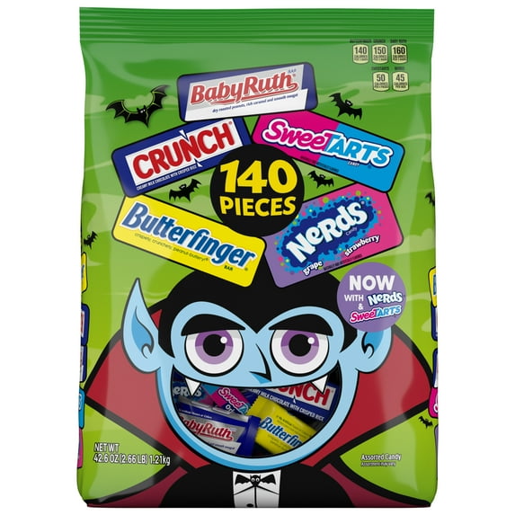 Butterfinger, CRUNCH, Baby Ruth, Nerds, SweetTarts, Mini Size Assorted ...