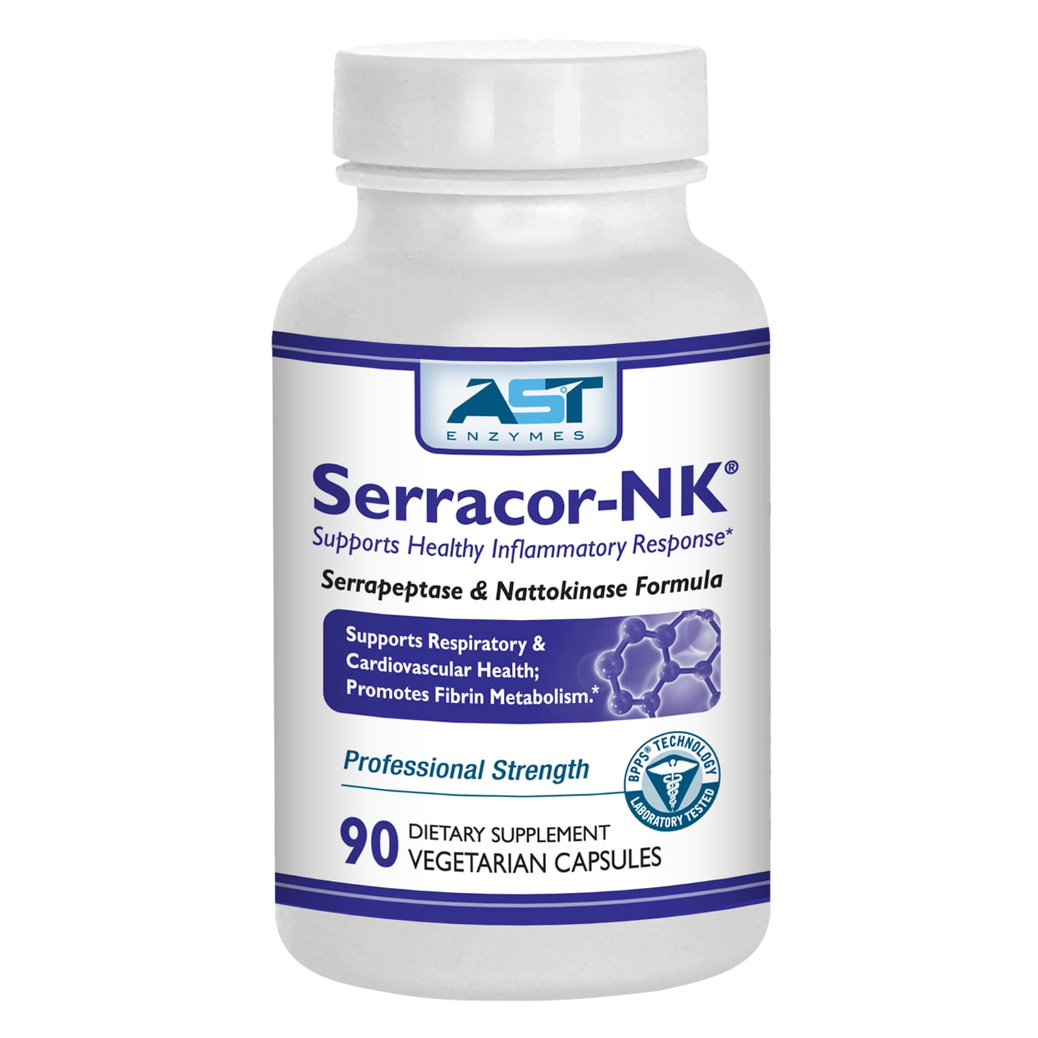 AST Enzymes Serracor-NK Systemic Enzyme Formula, 90 Vegetarian Capsules ...