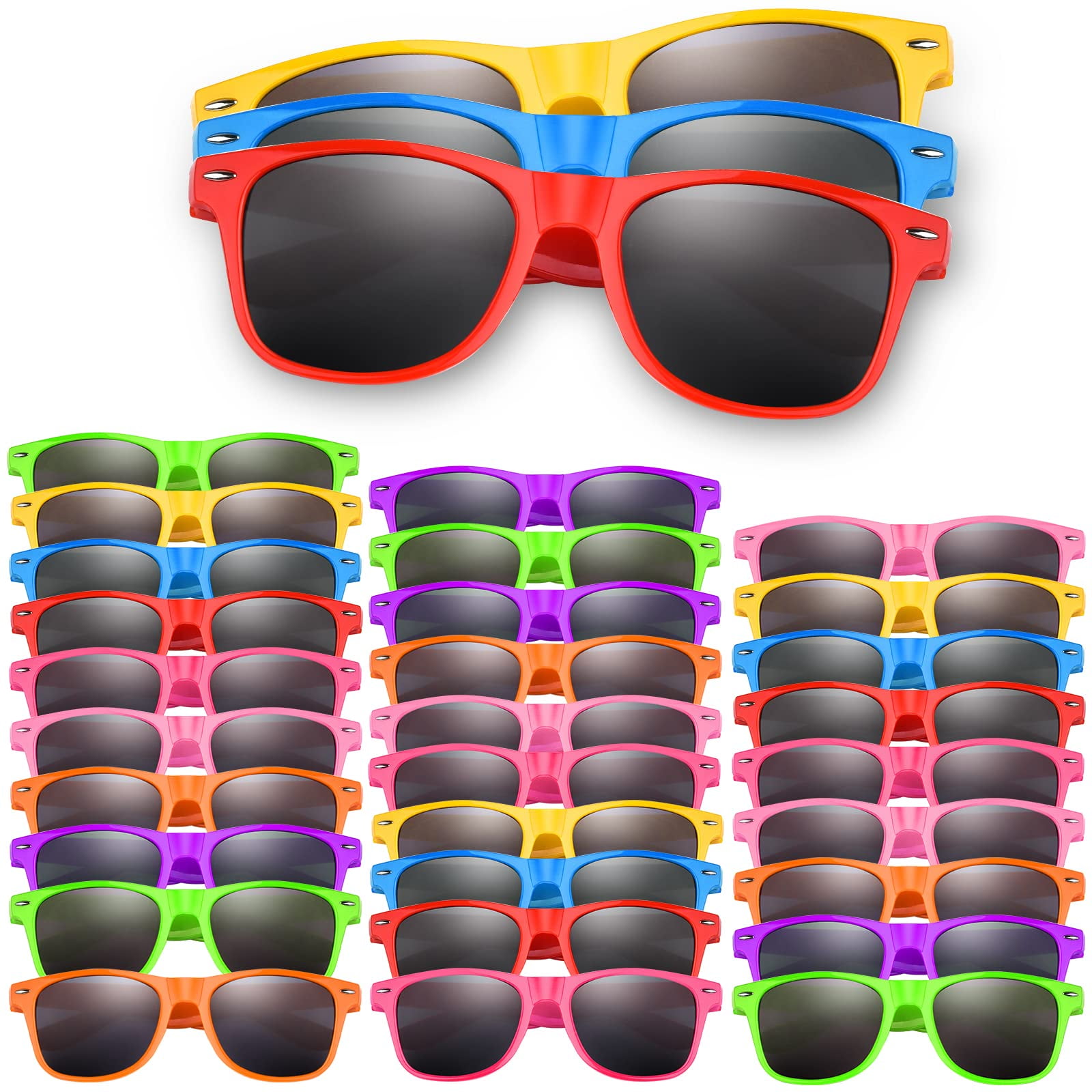 ASTARON 16 Pieces Sunglasses MMF7 Bulk Neon Party Favors Goody Bag ...