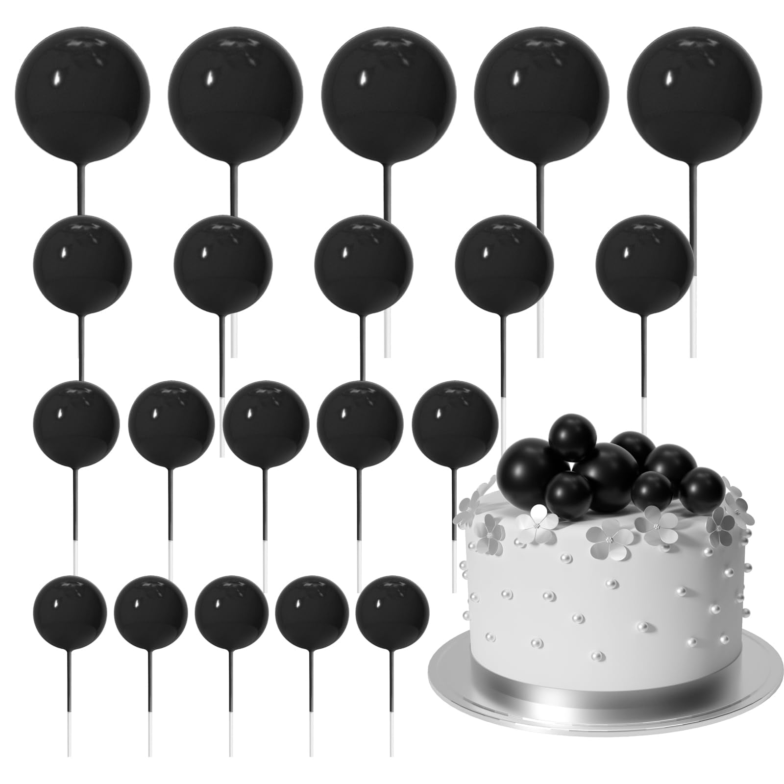 ASTARON 20 Pcs Ball Cake Topper Decorations Mini Balloons Cake Topper ...