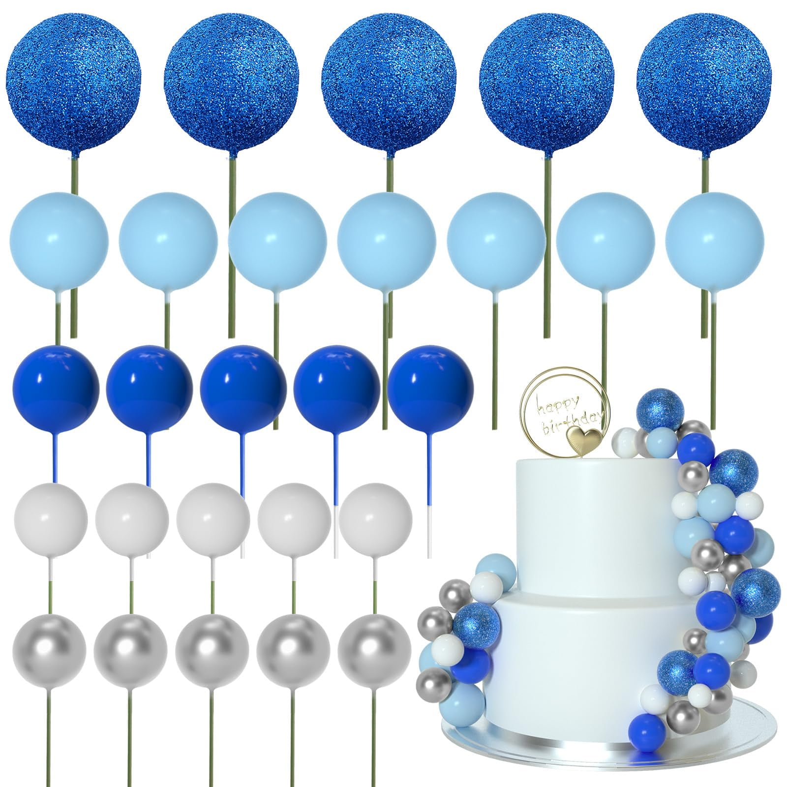 ASTARON 50 Pcs Ball Cake Topper RST1 Sticks Mini Balloons for ...