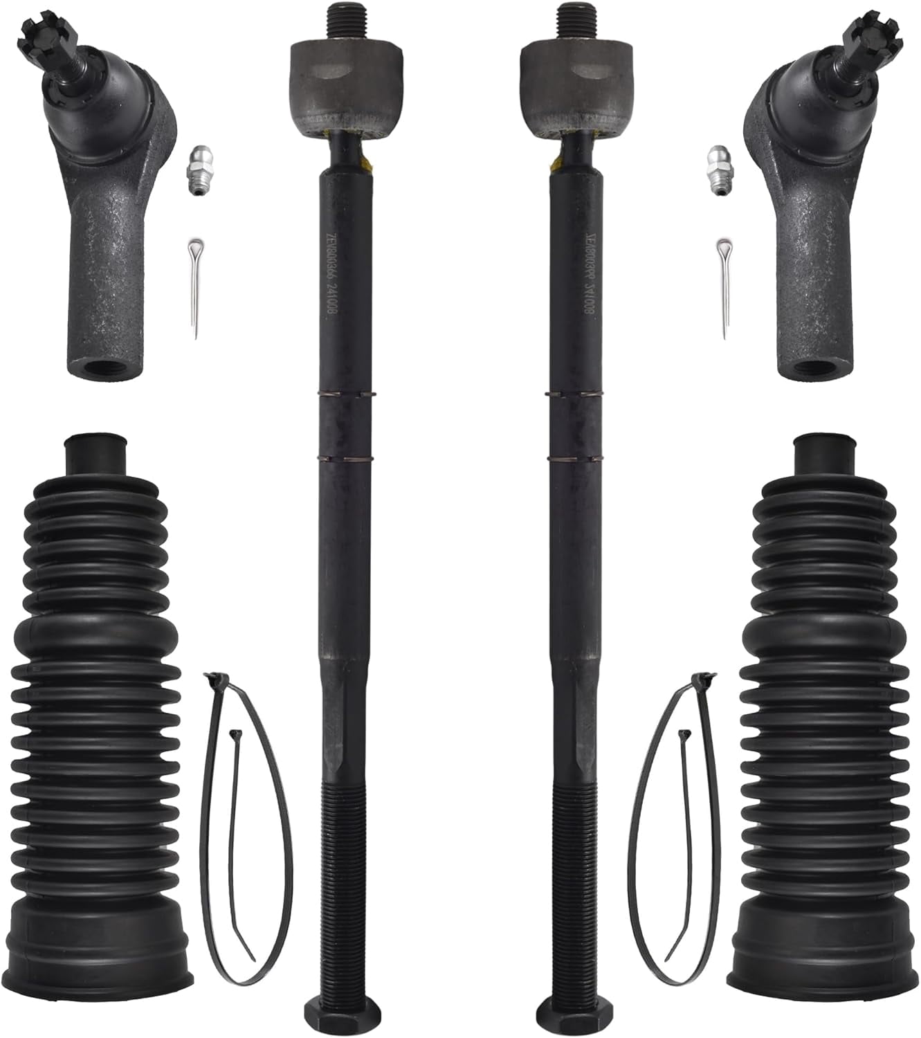 ASTARPRO 6pcs Front Tie Rod Ends Inner and Outer with Boots Compatible ...