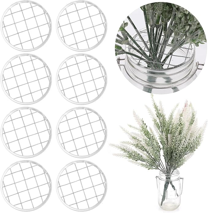 ASTER 8 Pieces Mason Flower Jar Frog Lid for Regular Mouth Mason Canning Jar Metal Flower Frog ...