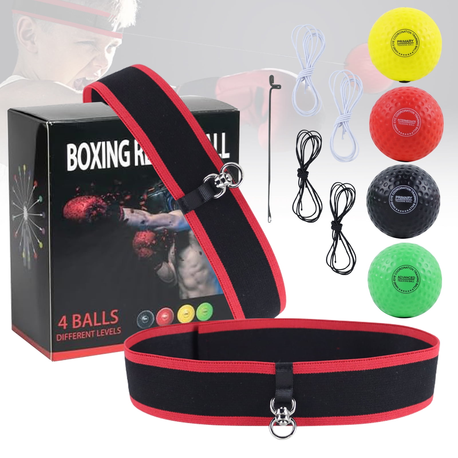 ASTRAEA Boxing Reflex Ball with Adjustable Headband, 4 Levels Punching ...