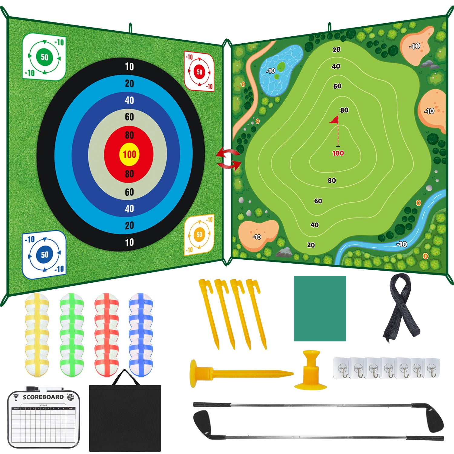 ASTRAEA Golf Chipping Game Set, Backyard Battle Golf Game Mat Double ...