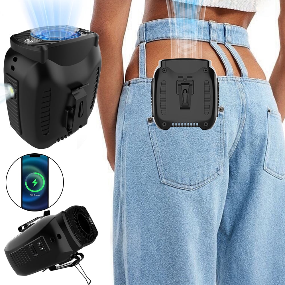 ASTRAEA Portable Waist Fan with LED Light & 5 Speeds, 10000mAh ...