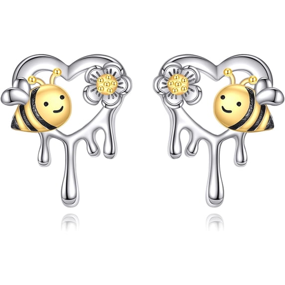 ASTRKIP Bee Earrings for Women 925 Sterling Silver Honey with Bee Heart ...