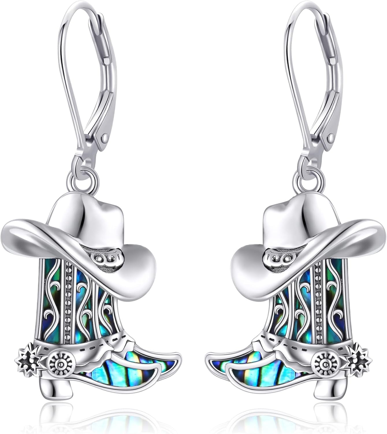 ASTRKIP Cowgirl Cowboy Earrings 925 Sterling Silver Revolver Gun/Boot ...