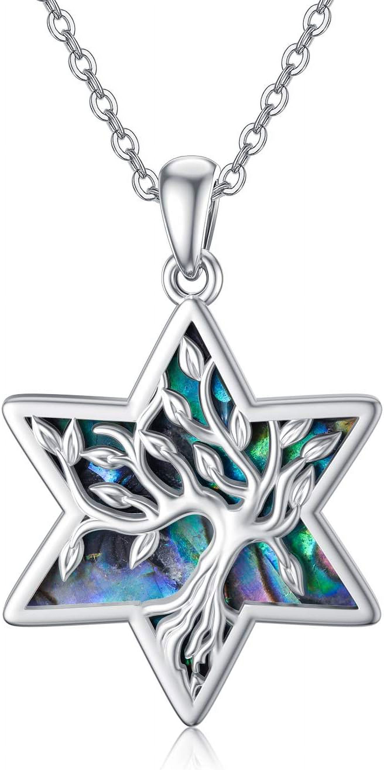 ASTRKIP Tree of Life Necklace 925 Sterling Silver Abalone Shell Celtic ...