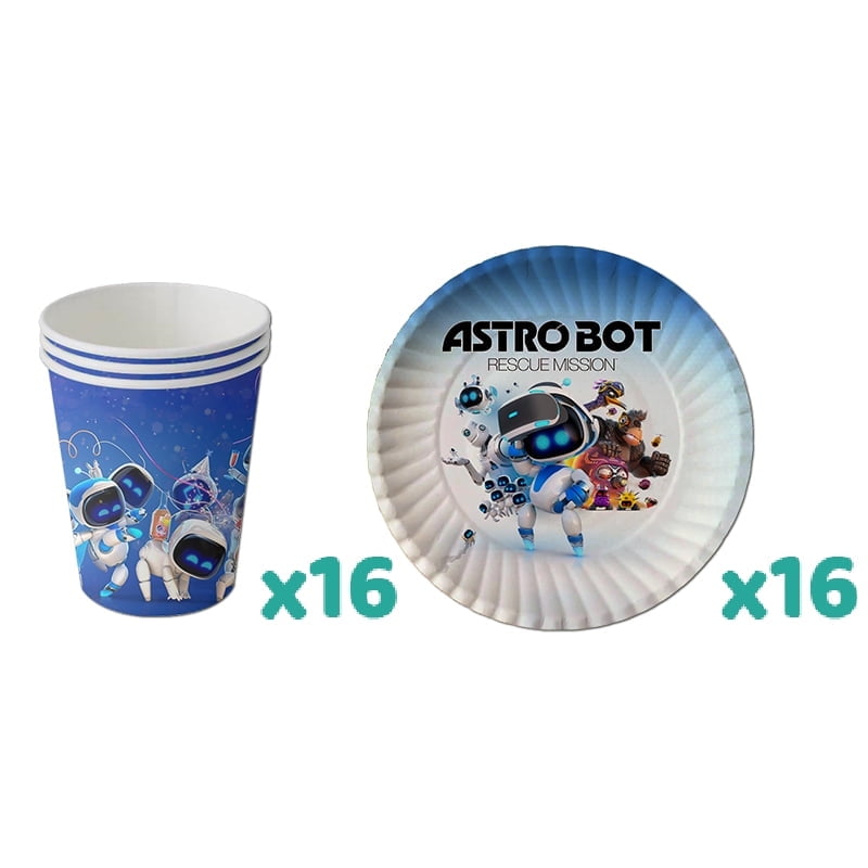 ASTRO BOT Birthday Party Decorations Game Theme Supplys 16 Cups plus 16 ...