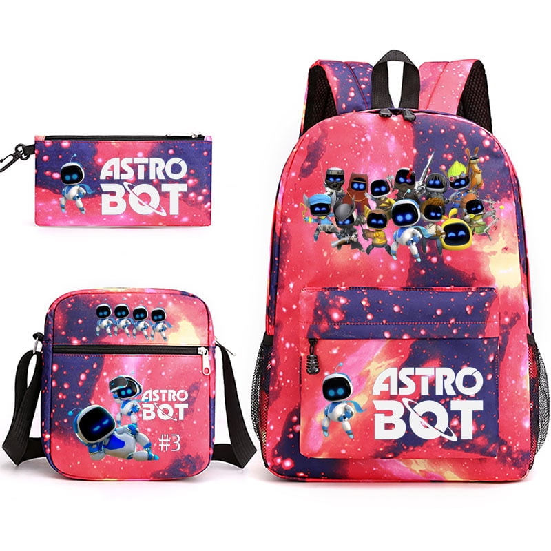 ASTRO/BOT Cartoon 3 Piece Backpack Anime Knapsacks Game Day Packs ...