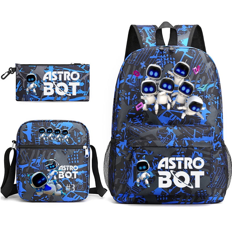 ASTRO/BOT Cartoon 3 Piece Backpack Anime Knapsacks Game Day Packs ...