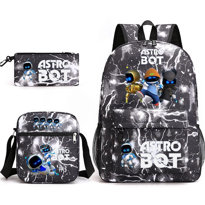 ASTRO/BOT Cartoon 3 Piece Backpack Anime Knapsacks Game Day Packs ...